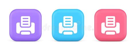 Printer Machine Device For Paper Document Print Button Ink Printout Technology 3d Icon Stock