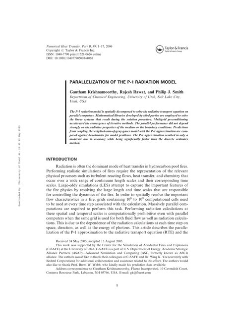 pdf parallelization of the p 1 radiation model