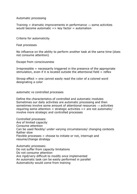 Automatic Processing Introduction To Cognitive Psychology Automatic Processing Training