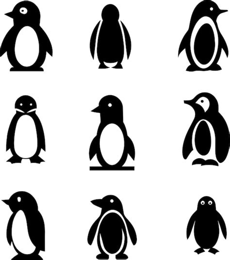 Illustration De Silhouette Vectorielle Dicône De Pingouin Vecteur