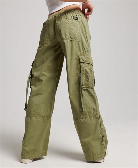 Womens Low Rise Wide Leg Cargo Pants In Green Superdry