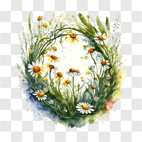 Descarga Hermosa pintura de acuarela de margaritas y flores PNG En Línea Creative Fabrica