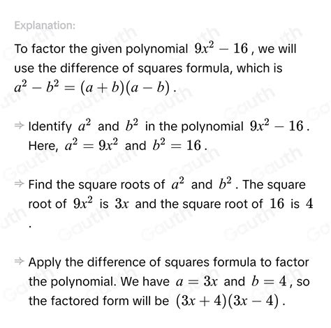 solved ing the x method to factor consider the polynomial 9x 2 16