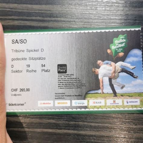 ESAF Ticket für gedeckten Sitzplatz Gebraucht in Bad Ragaz für CHF mit Lieferung auf