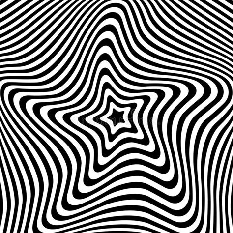 Star Shape In Concentric Lines Pattern 3d Illusion In Abstract Op Art Design Stock Vector