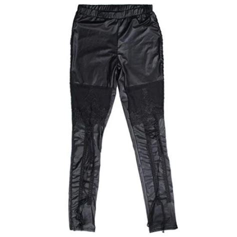 Black Lace Up Leggings Faux Leather Gothic Lace Leggings W Inspire
