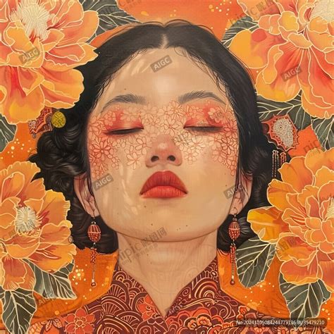 Ai创作图女性国潮插画 美容国潮图 手绘国潮风格插画少女 国风水蜜桃的女人 国潮唐朝仕女 高级感女插画 国潮插画国风美人 国潮风花旦 国潮美女