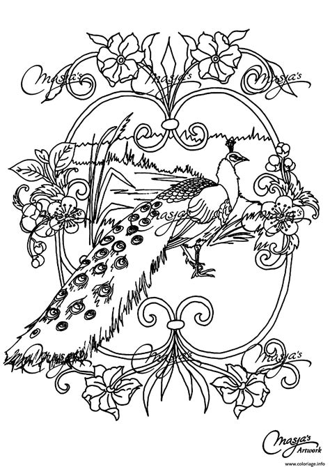Coloriage Adulte Animaux Paon Dessin