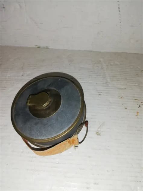 Ancien Decametre Metal Et Laiton Ruban Tissu Charpentier Ebeniste Circa