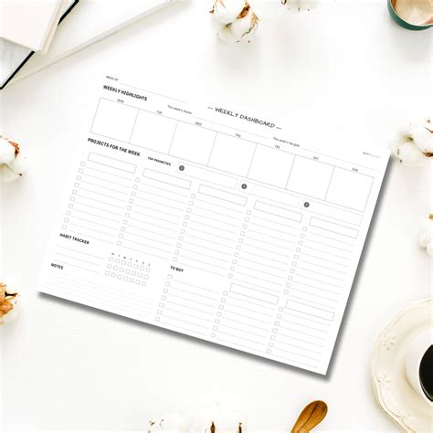 Weekly Dashboard Planner Pdf Instant Download Etsy