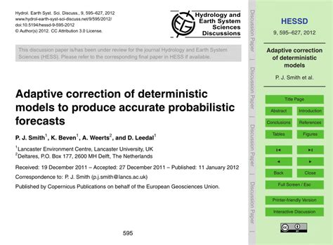 Pdf Adaptive Correction Of Deterministic Models To Produce Accurate