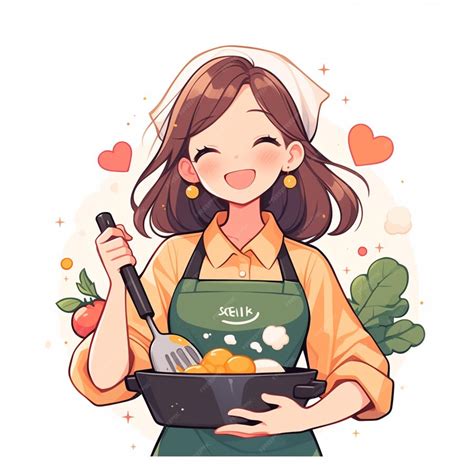 White Girl In Her Teens Learning To Cook Premium Ai Generated Vector