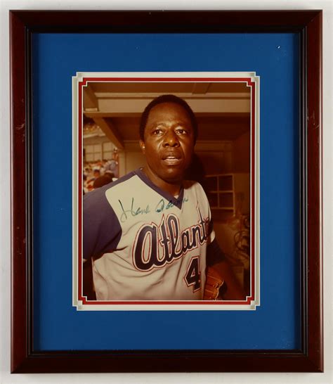 Hank Aaron Signed Braves 18x21 Custom Framed Photo Display Beckett