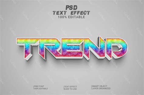 Trend Rainbow Gradient Doom 3d Text Effect Photoshop Premium Psd File