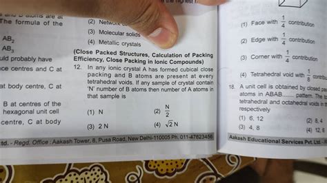 Close Packed Structures Calculation Of Packing Efficiency Close Packin