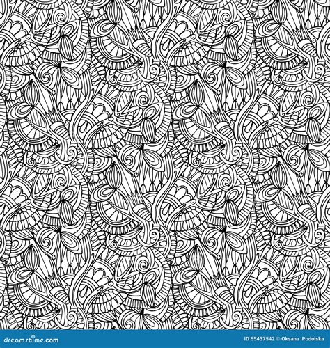Hand Drawn Illustrations Black And White Abstraction Seamless Pattern Stock Vector