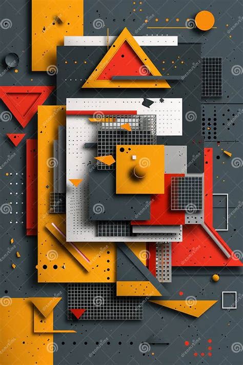 Elegant Modern Abstract Geometric Overlay Featuring Vibrant Shapes And