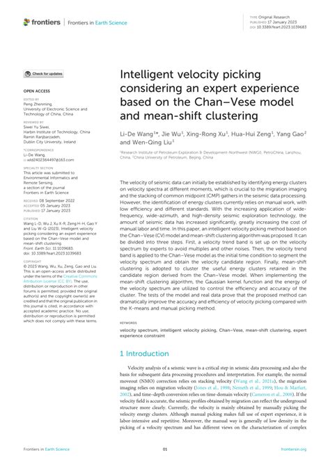 (PDF) Intelligent velocity picking considering an expert experience ...