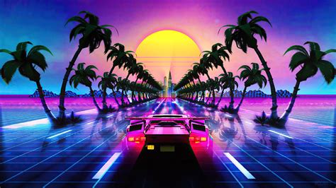 Retro Neon Car Sunset Wallpapers Wallpaper Cave