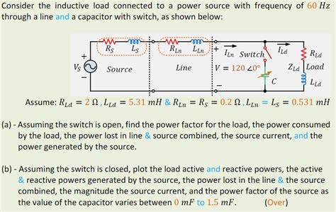 Solved Consider The Inductive Load Connected To A Power Chegg Com