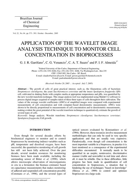 Pdf Application Of The Wavelet Image Analysis Technique To Monitor