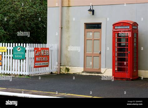 Old Red Telephone Box On Platform 2 Of Churston Railway Station Devon