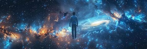 Man Floating Into Outer Space Cosmic Journey Premium Ai Generated Image