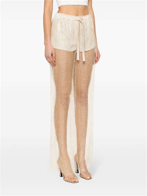 Genny Sequin Embellished Sheer Trousers Gold Farfetch
