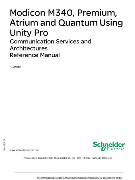 Modicon M340 Premium Atrium Quantum Using Unity Pro Communication