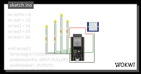 Pir Motion Sensor W Led Esp32 Wokwi Esp32 Stm32 Arduino Simulator