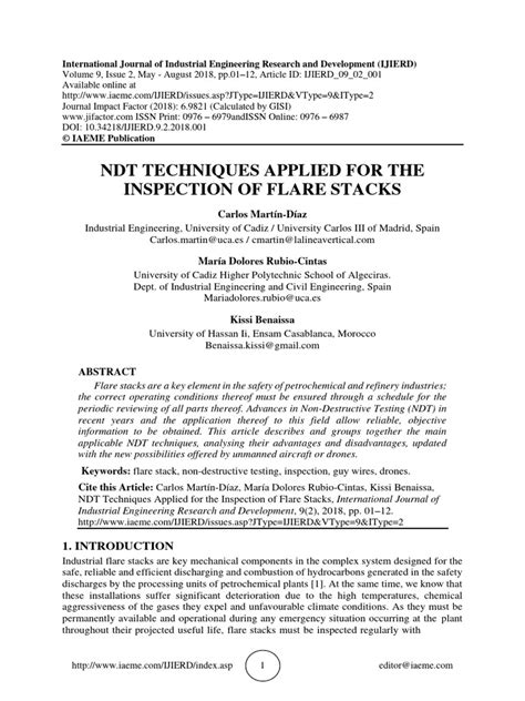 Ndt Techniques Applied For The Inspectio Pdf Nondestructive Testing