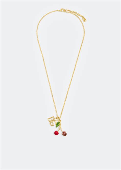 Dolceandgabbana Dg Logo Cherry Necklace For Women Gold In Uae Level Shoes