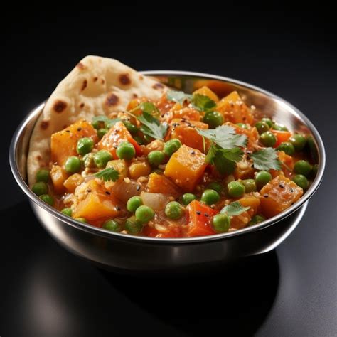 Premium Ai Image Aloo Matar Potato And Green Pea Curry Cooked In A