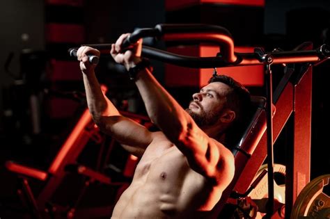 Premium Photo Athletic Handsome Man With Muscular Body Working Out Strong Fitness Model With