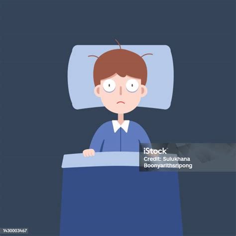 침대에있는 남자는 잠을 잘 수 없습니다 불면증과 불면증 벡터 일러스트 레이 션 불면증에 대한 스톡 벡터 아트 및 기타 이미지