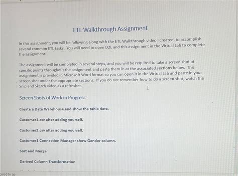 solved etl walkthrough assignment nin this assignment you