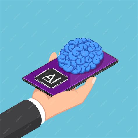 Premium Vector Flat 3d Isometric Businessman Hand Holding Smartphone
