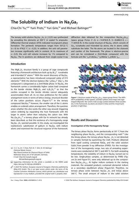 Pdf The Solubility Of Indium In Na2ga7
