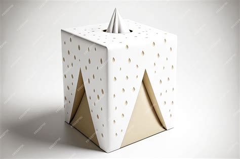 Premium Photo White Tissue Box With Beige Triangle On White Background