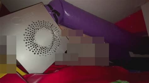 bouncy castle blower almost tips over and overloads bouncy castle