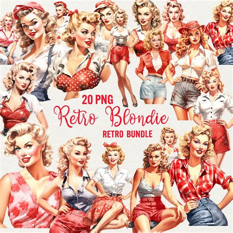 Watercolor Retro Blondie Girls Clipart Pin Up Girls Clipart 20 Png