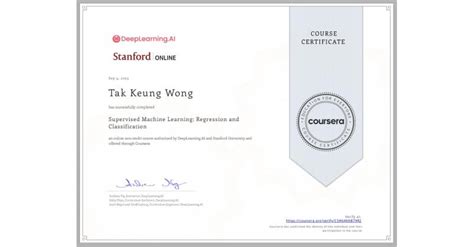 Jimi Wong On Linkedin Completion Certificate For Supervised Machine Learning Regression And