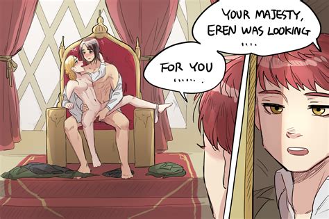 Rule 34 1girls 2boys Attack On Titan Blonde Hair Caught Caught In The