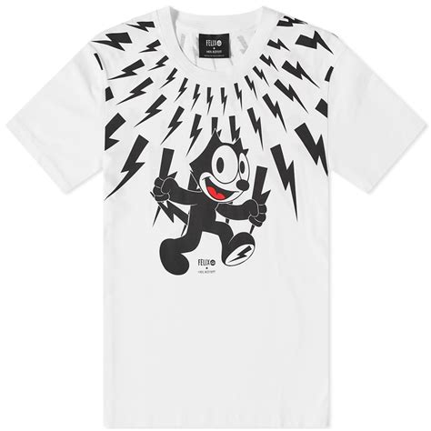 Neil Barrett Felix The Cat Lightning Bolt Tee White Black And Red End
