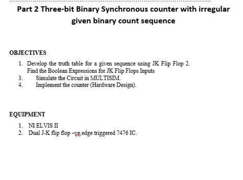 Solved Part Three Bit Binary Synchronous Counter With Chegg