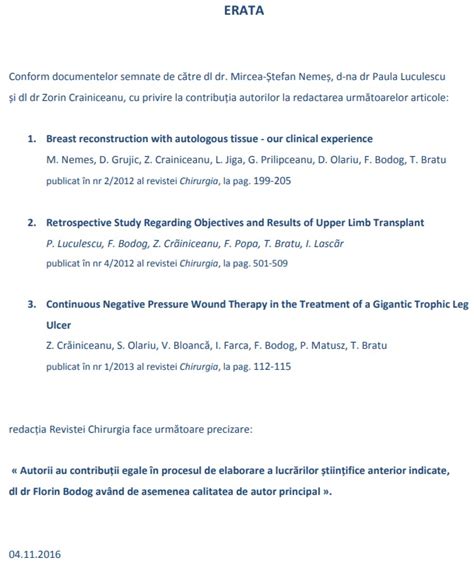 Revistachirurgia For Authors Erratum