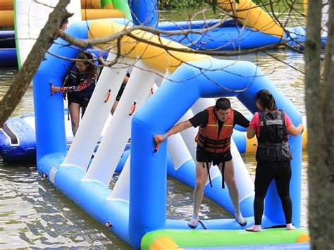Commercial Inflatables Water Park Obstacle Course Double Paths Bouncia