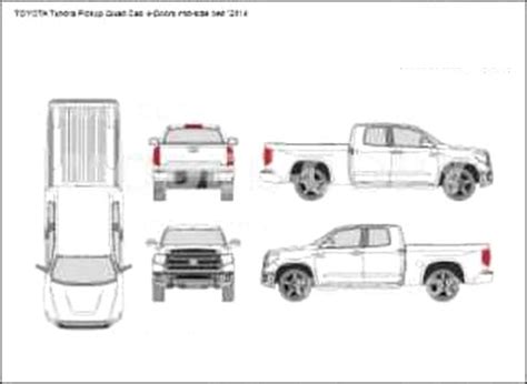 Toyota Tundra Pickup Quad Cab 4 Doors Mid Size Bed 2014 2d Drawing
