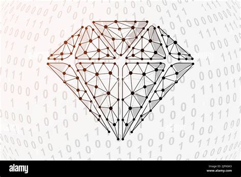 Diamond 3d Low Poly Symbol With Binary Code Background Brilliant