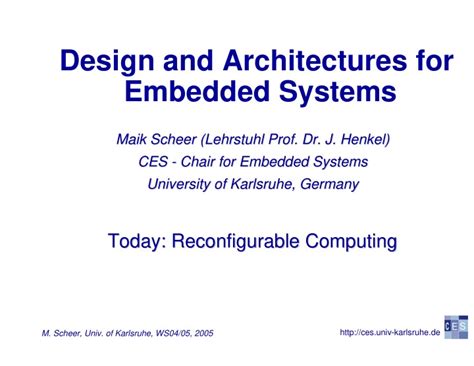 Ppt Design And Architectures For Embedded Systems Maik Scheer